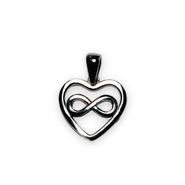 Pandantiv argint 925 placat cu rodiu, Inimoara si Infinit, 16 mm - eMAG.ro