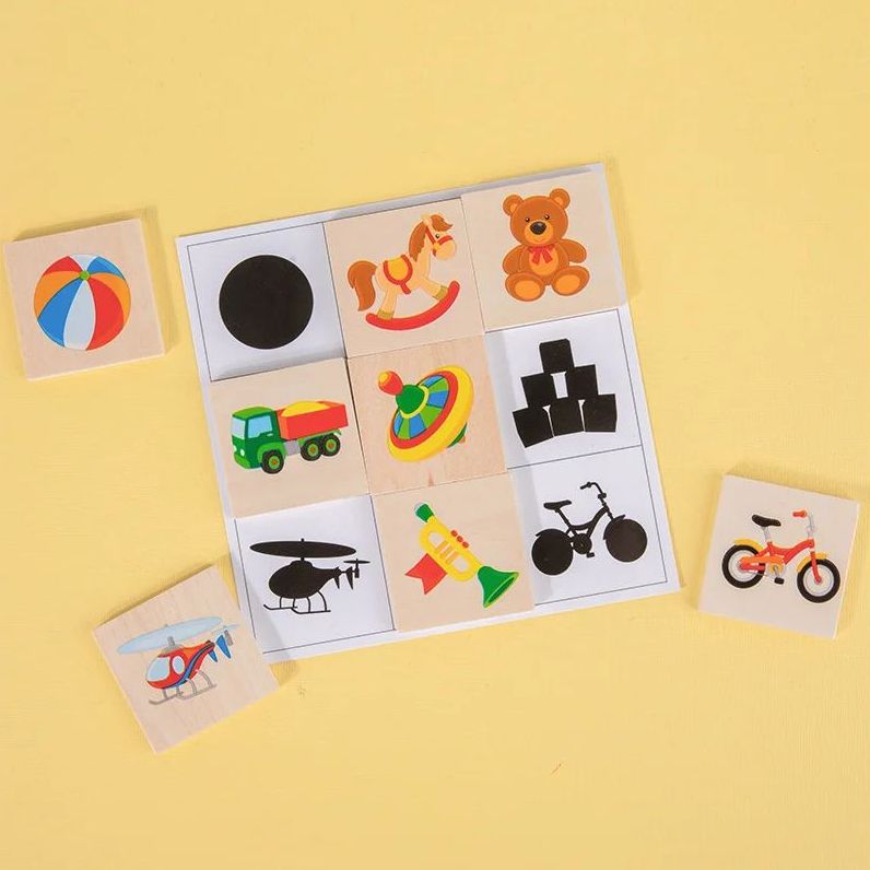 Joc educativ tip Montessori, asocierea imaginii obiectelor cu umbra lor ...