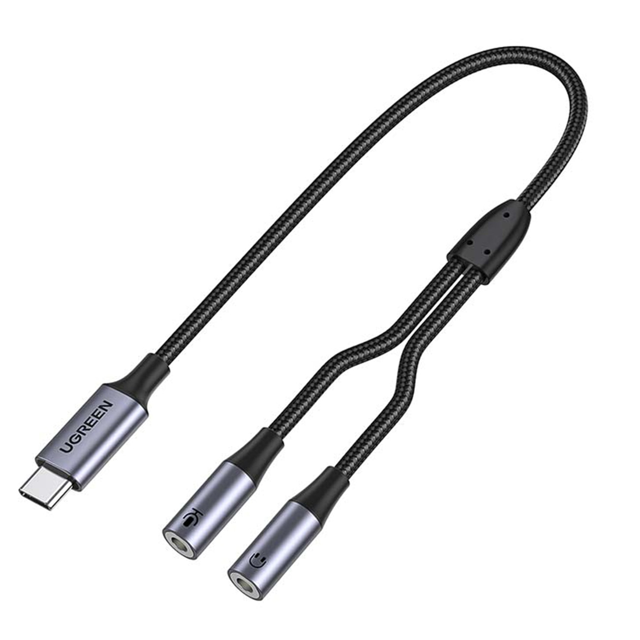 Ugreen преходник за слушалки с Usb Type C към 2x 3 5 Mm Mini Jack черен