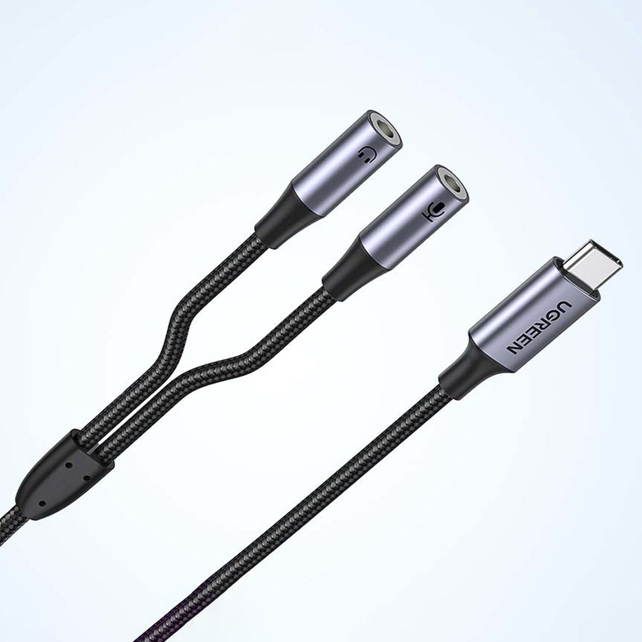 Ugreen преходник за слушалки с Usb Type C към 2x 3 5 Mm Mini Jack черен