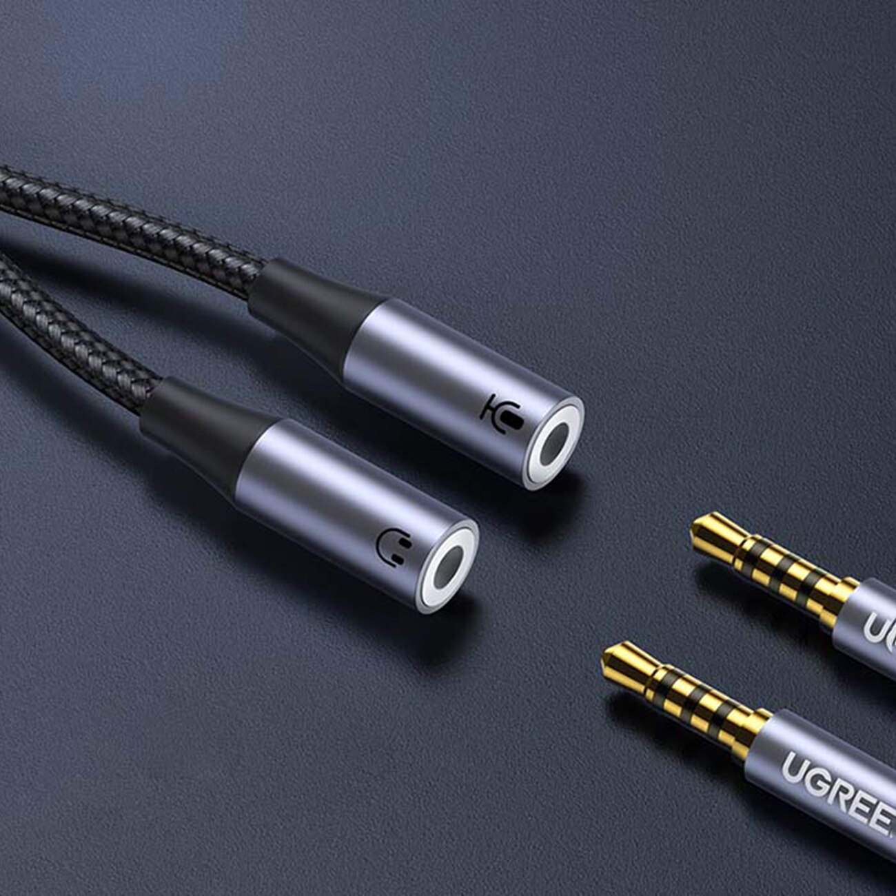 Ugreen преходник за слушалки с Usb Type C към 2x 3 5 Mm Mini Jack черен
