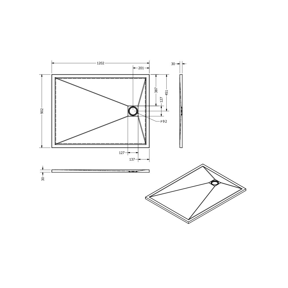 Cadita dus rectangulara, West Eliza, compozit, alb, design slim, 120 x ...