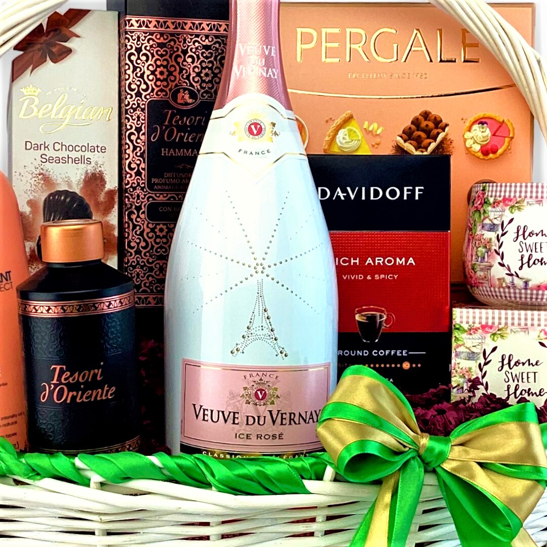 Cos elegant, Delicate Style, cu vin frantuzesc, lapte de corp, parfum ...