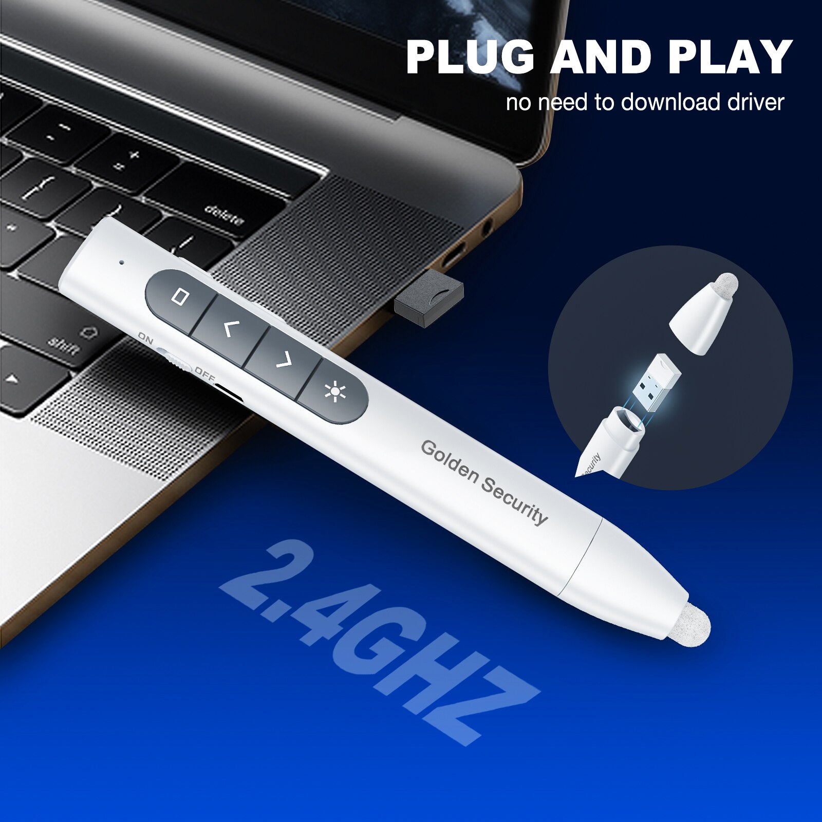 Presenter pentru tabla inteligenta, 2.4GHz, USB, White - eMAG.ro