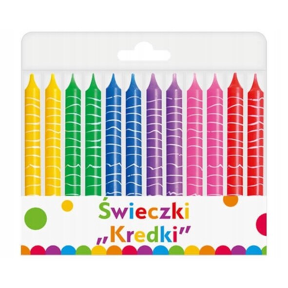 Set 12 lumanari tort, Godan, Ceara, 8 cm, Multicolor - eMAG.ro