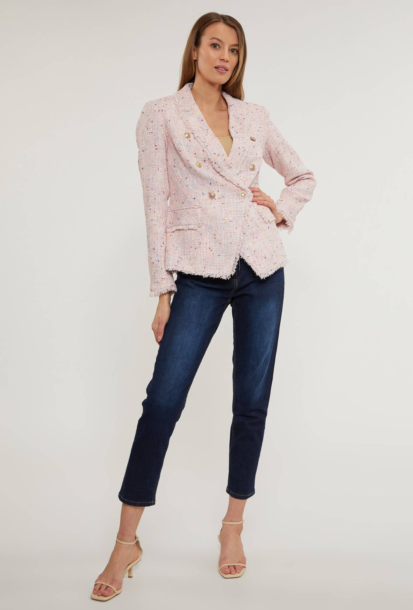 Sacou elegant din tweed, Monnari, Poliester, Roz, 36 - eMAG.ro