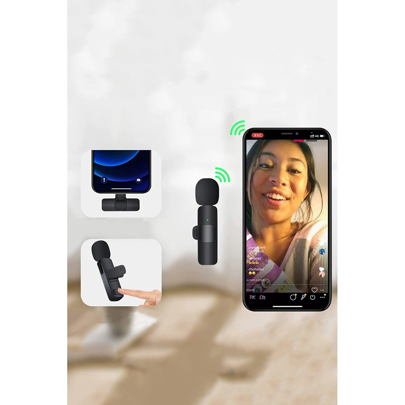 Microfon Wireless SoundON, pentru telefon, USB tip C, compatibil ...