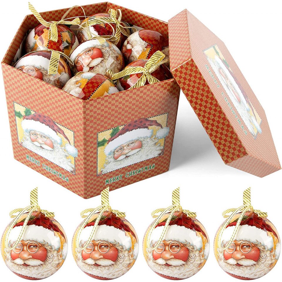 Комплект коледни топки Abxmas, 14 части, пластмасови, многоцветни, 7,5 ...