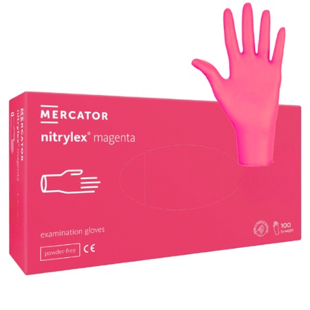 Set 100 Manusi Nitril, Mercator Nitrylex, nepudrate, Magenta, S (7 ...