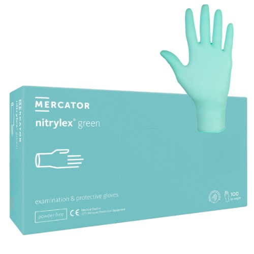 Set 100 Manusi Nitril, Mercator Nitrylex, nepudrate, verde, L (9) - eMAG.ro