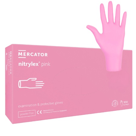 Set 100 Manusi Nitril, Mercator Nitrylex, nepudrate, roz, XL - eMAG.ro