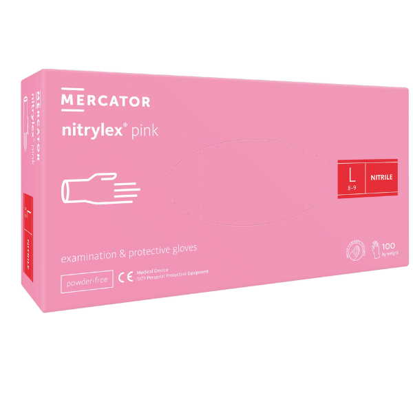 Set 100 Manusi Nitril, Mercator Nitrylex, nepudrate, roz, L - eMAG.ro