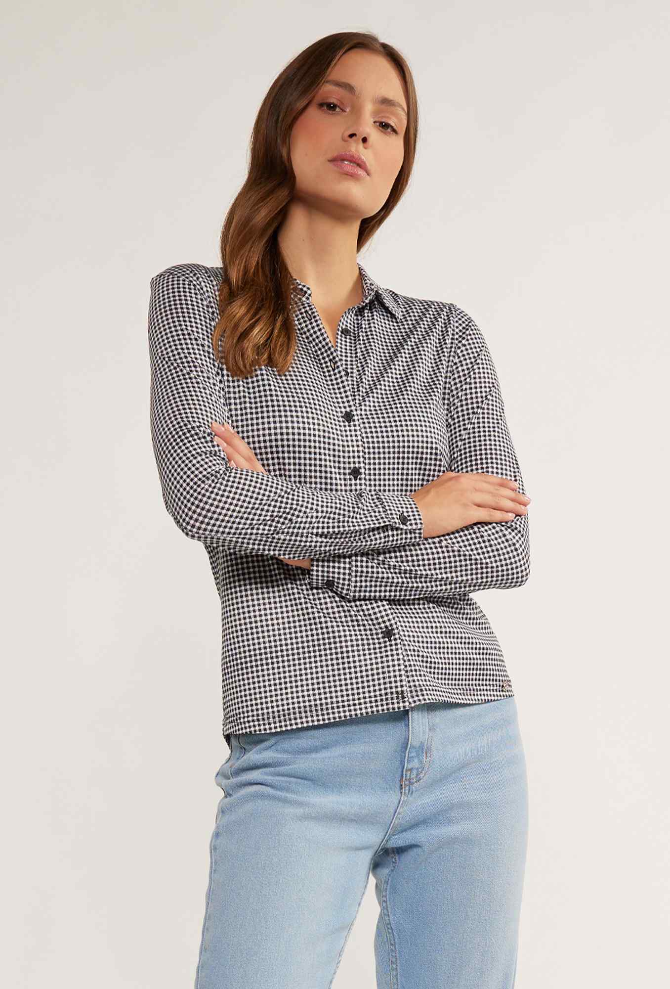 Camasa cu carouri, Monnari, Poliester, Negru, M - eMAG.ro