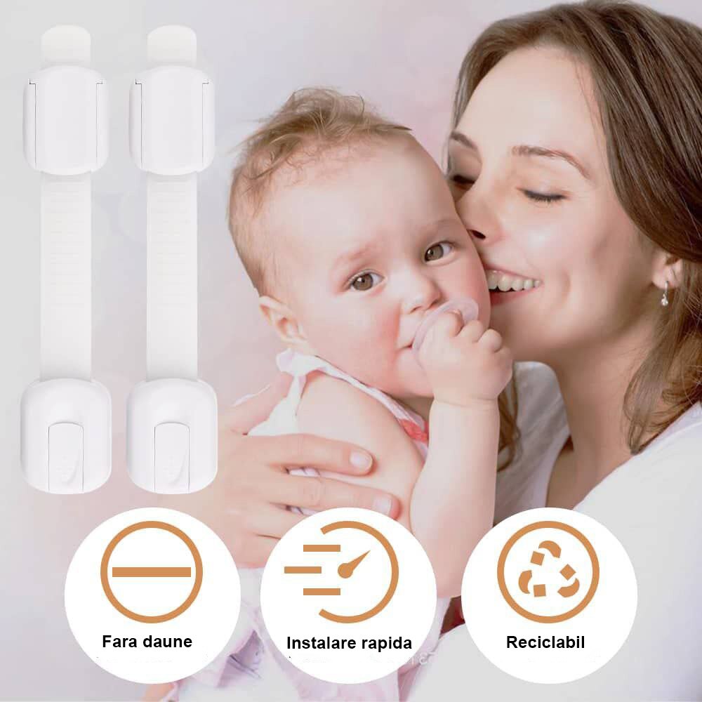 Set 6 Sigurante Usi Copii, WowStep®, Blocheaza Sertare, Frigider, Congelator, Ajustabile pe ...