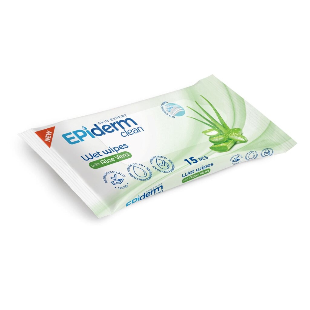 Servetele Umede Epiderm Clean, Aloe Vera, 15 buc - eMAG.ro
