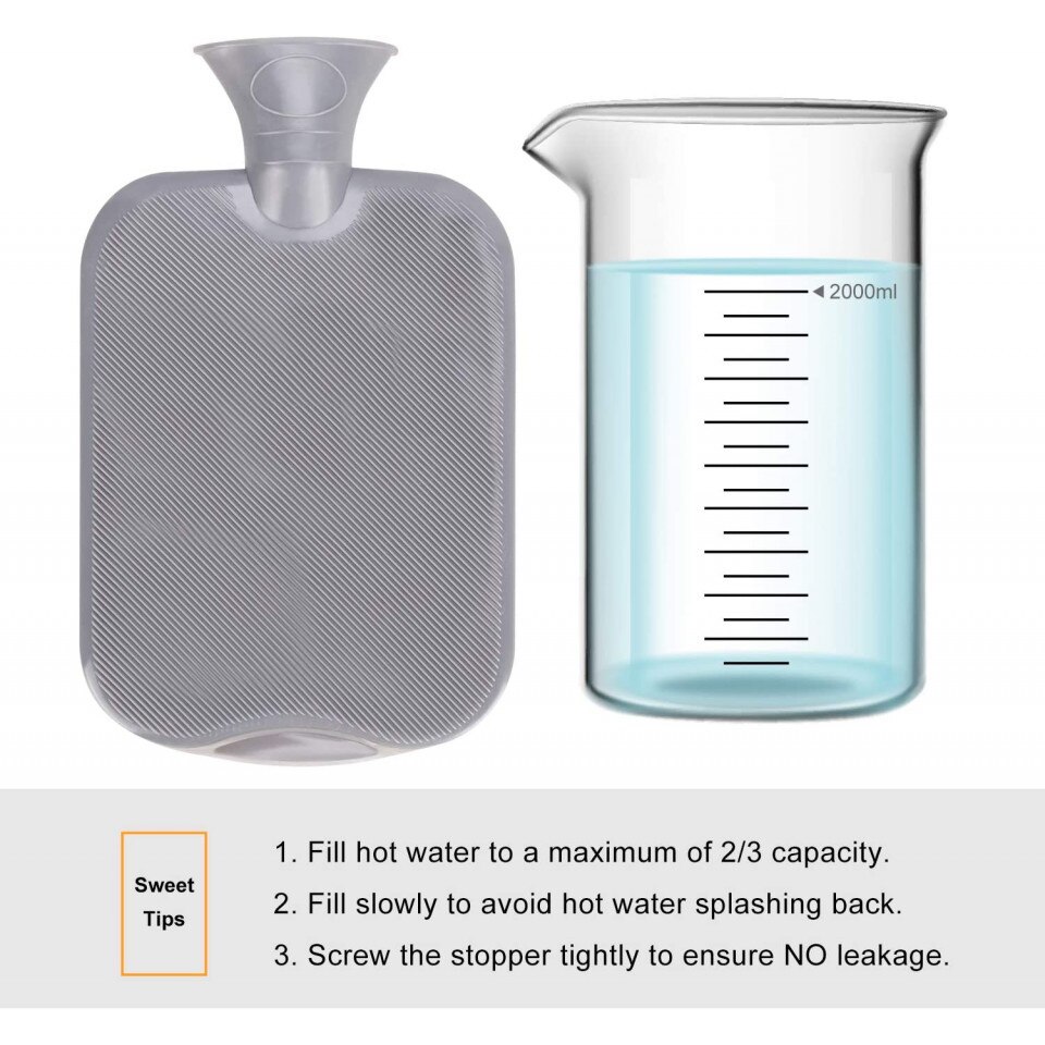 Melegvizes palack készlet és 2 Gifort huzat, PVC/textil, 2L, szürke, 33 ...