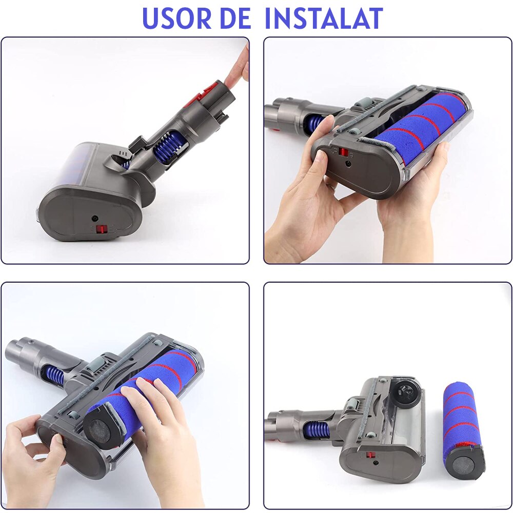Ролкова четка PAA-home, Мека, За Dyson V7 V8 V10 V11, LED осветление ...