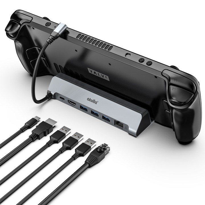 Statie de andocare pentru consola, Atolla, 6in1, HDMI 4K@60Hz, Gigabit ...
