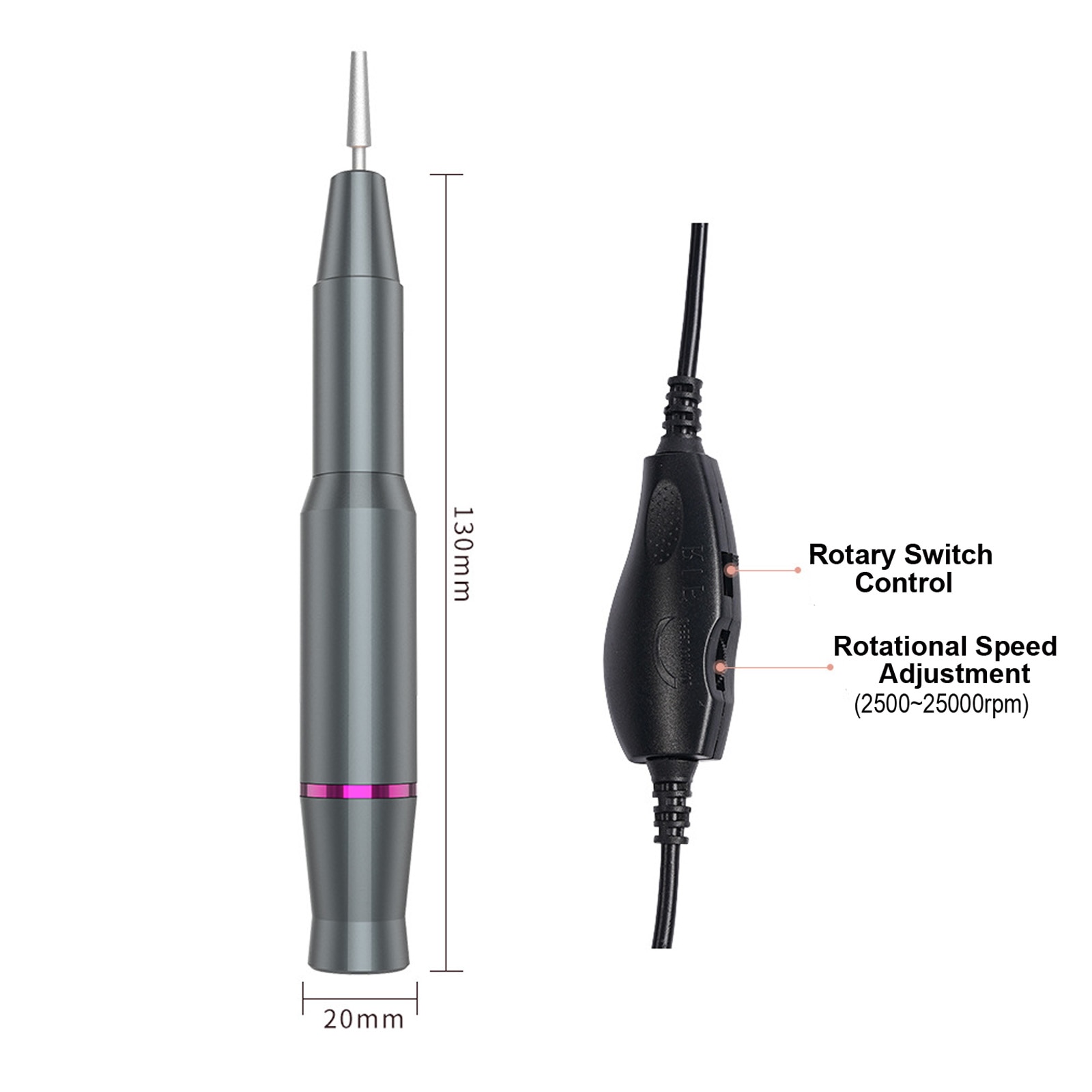 Freza unghii electrica profesionala, Zggzerg, 25000rpm, Directia F/R ...