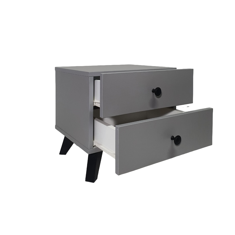 Set 2 noptiere cu 2 sertare, Gri prafuit, 410x450x380 mm - eMAG.ro