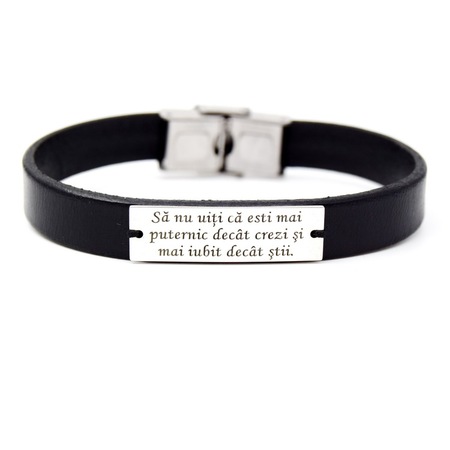 Bratara Personalizata din Piele Naturala, Placuta, Sa nu uiti ca esti ...