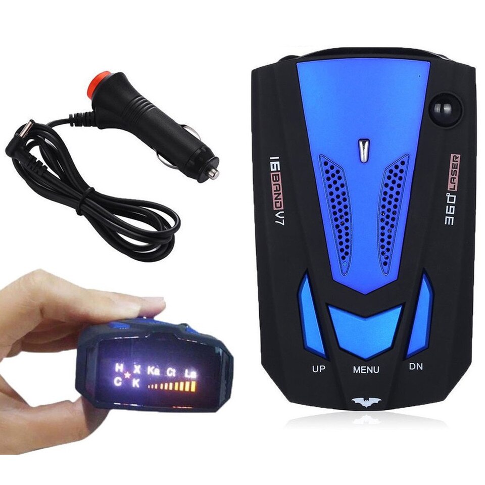Detector radar V7, 16 benzi, 360 grade, GPS, Alerta vocala, 12V ...