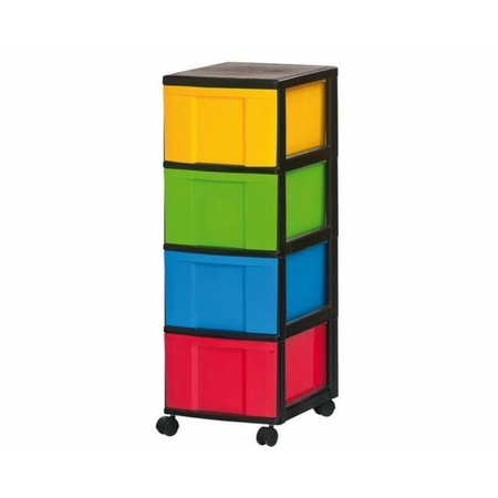 Container din plastic cu 4 sertare mari si rotile, de culoare ...