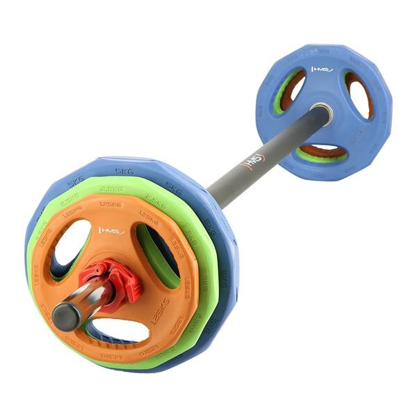 Set bara si greutati 20 KG, HMS, Otel/Fonta, Multicolor - eMAG.ro