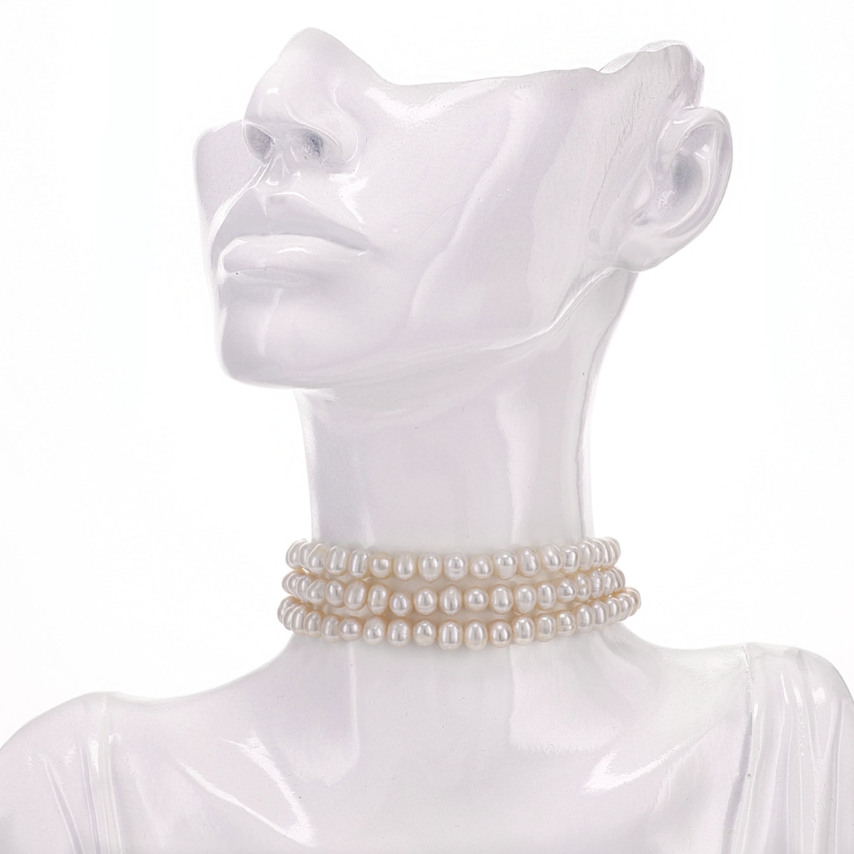 Colier Charm, din perle de cultura si argint placat cu aur roz, 37 cm ...