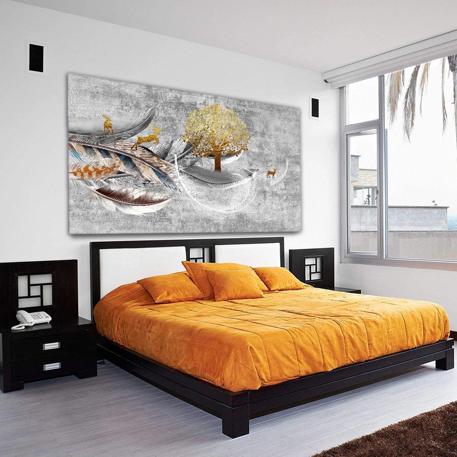 Tablou Canvas, Feathers Abstract, 50x70 cm - eMAG.ro