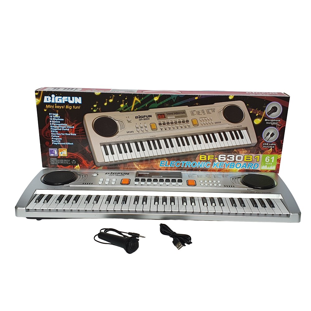 Orga electronica cu microfon pentru copii, 61 de clape, 16 tonuri, 10 ...