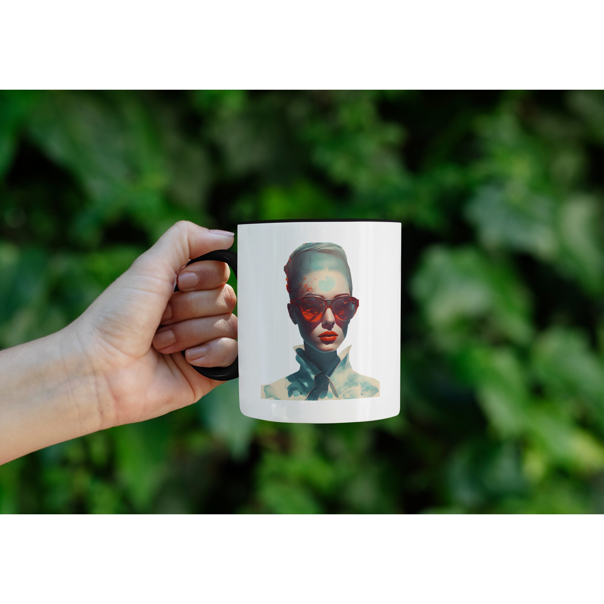 Bögre arccal, piros szemüveggel, kék haj, bizarr öltözet, sápadt arc ...