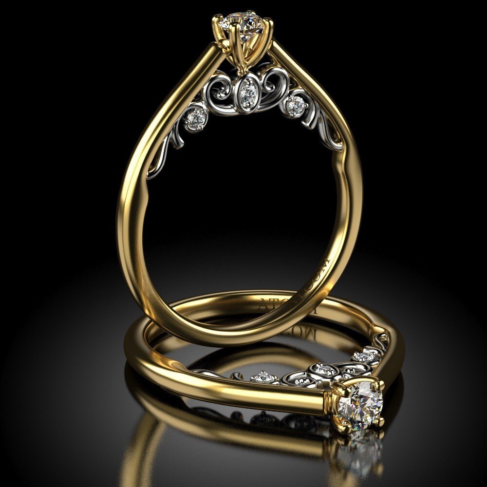 Годежен пръстен от жълто и бяло злато модел Madalin - eMAG.bg