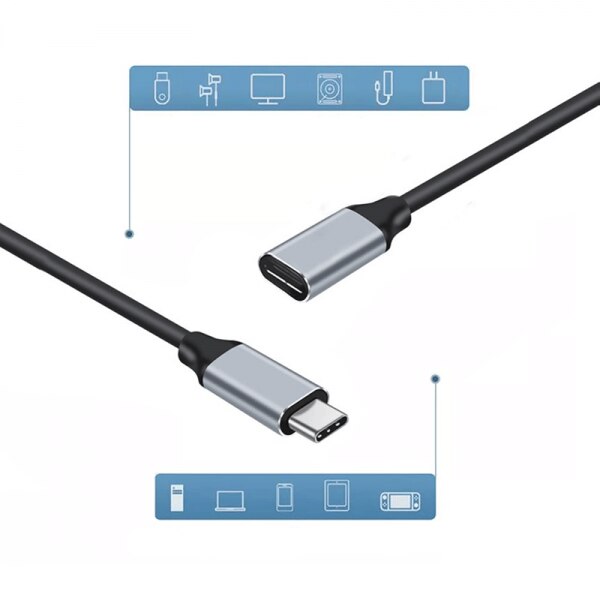 Extensie cablu audio Type C mama la tata, Rezolutie 4K HD, fast charge ...