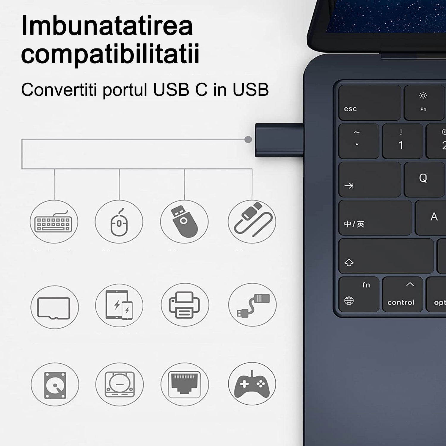 Set 2 Adaptor, Vaxiuja, USB-C la USB, 10Gb/s, Negru - eMAG.ro