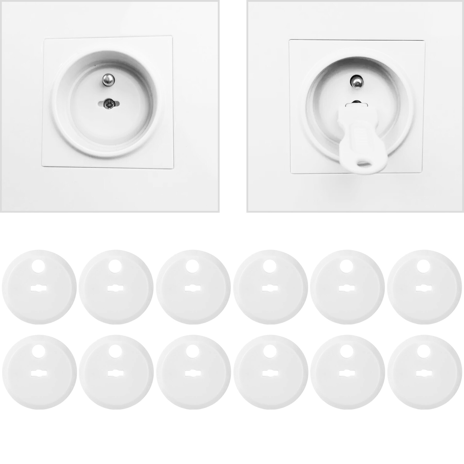Set 12 capace de protectie pentru prize cu cheita, SIPO Baby Safety ...