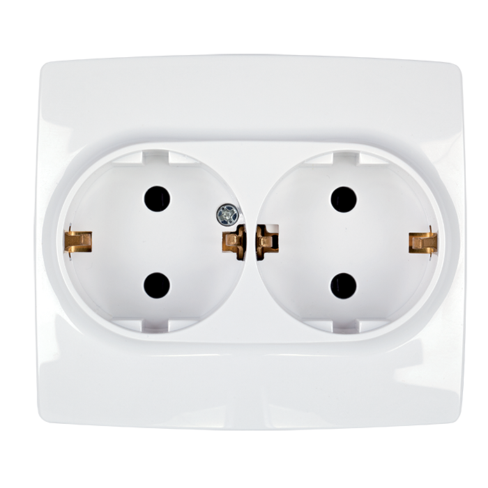 Priza schuko dubla, Elmark City, Alb, 190371S - eMAG.ro