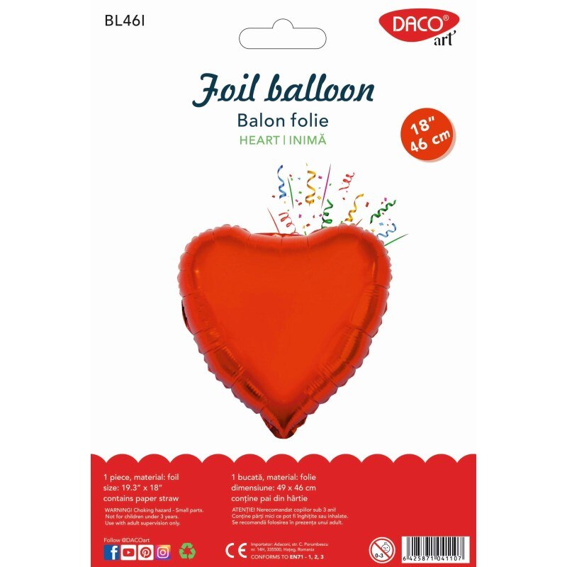 Balon folie Inima 46 cm DACO - eMAG.ro