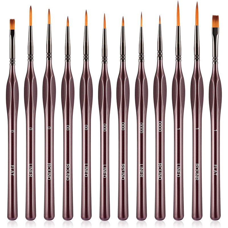 Set 12 Pensule Pentru Pictura, Pentru Miniatura Si Detaliu, Diferite ...