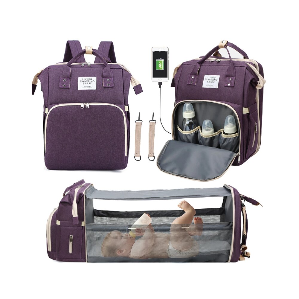 Rucsac 3-in-1 pentru bebelusi cu spatiu pentru schimbat scutece, geanta ...