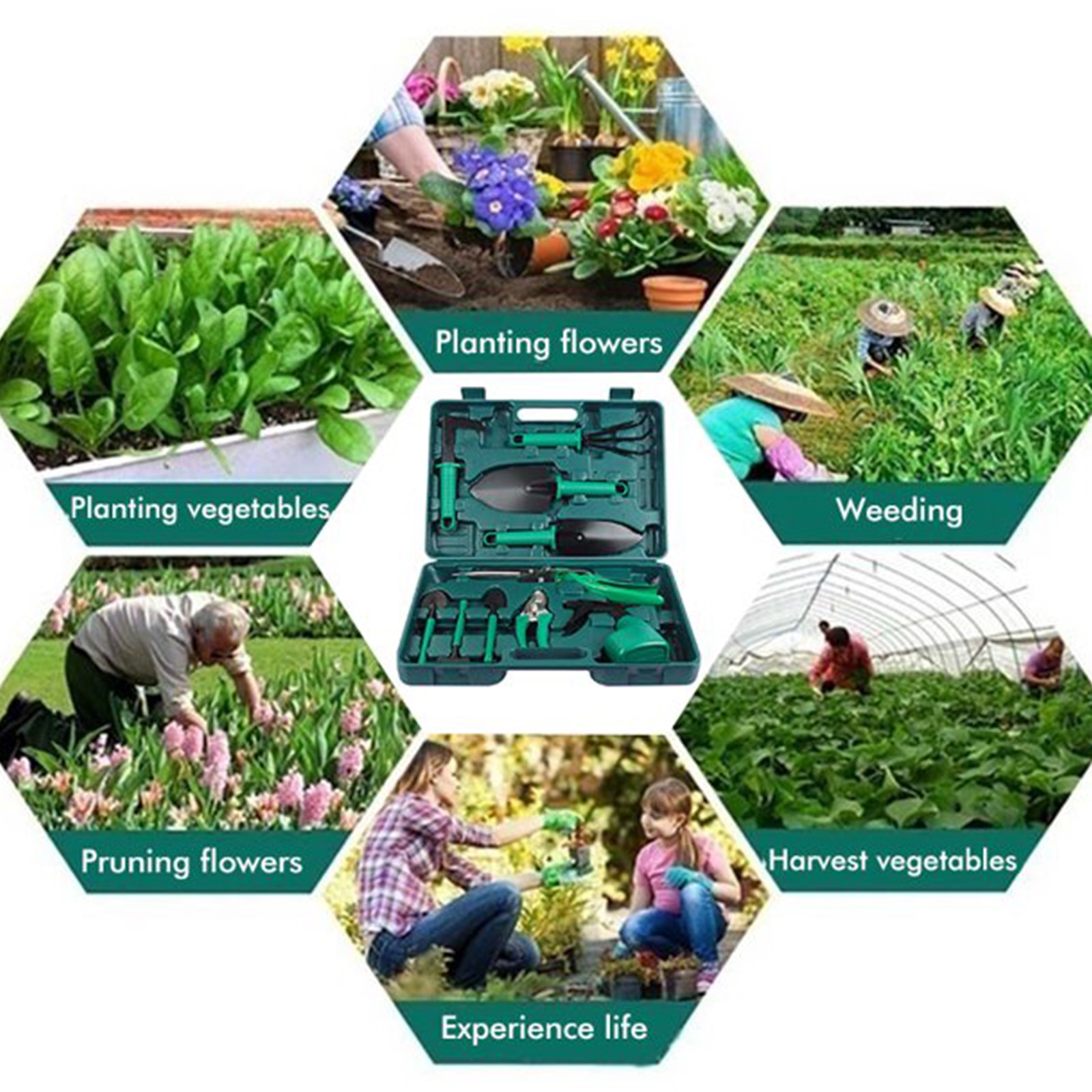 Set multifunctional accesorii unelte pentru gradinarit, Darklove, 11 ...