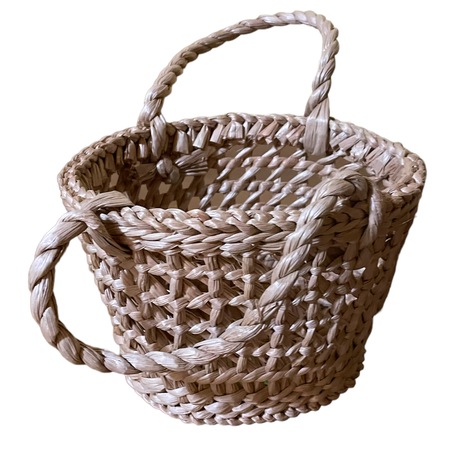 Cosulet rotund cu manere, din papura, pentru depozitare sau servire ...