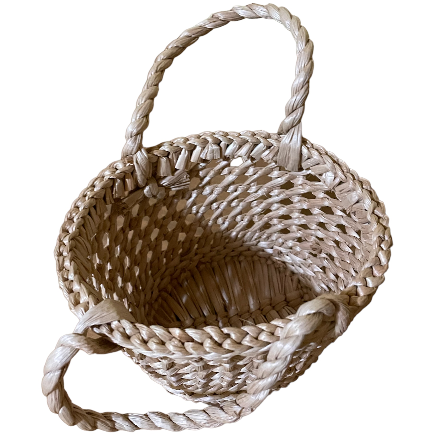 Cosulet rotund cu manere, din papura, pentru depozitare sau servire ...