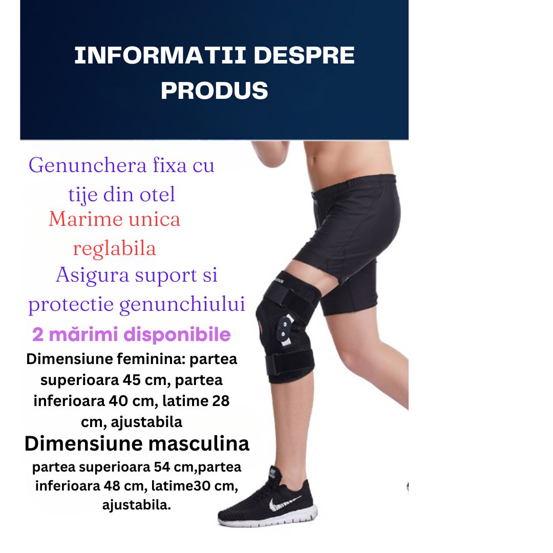Genunchiera fixa pentru protectia articulatiei genunchiului cu tije din ...