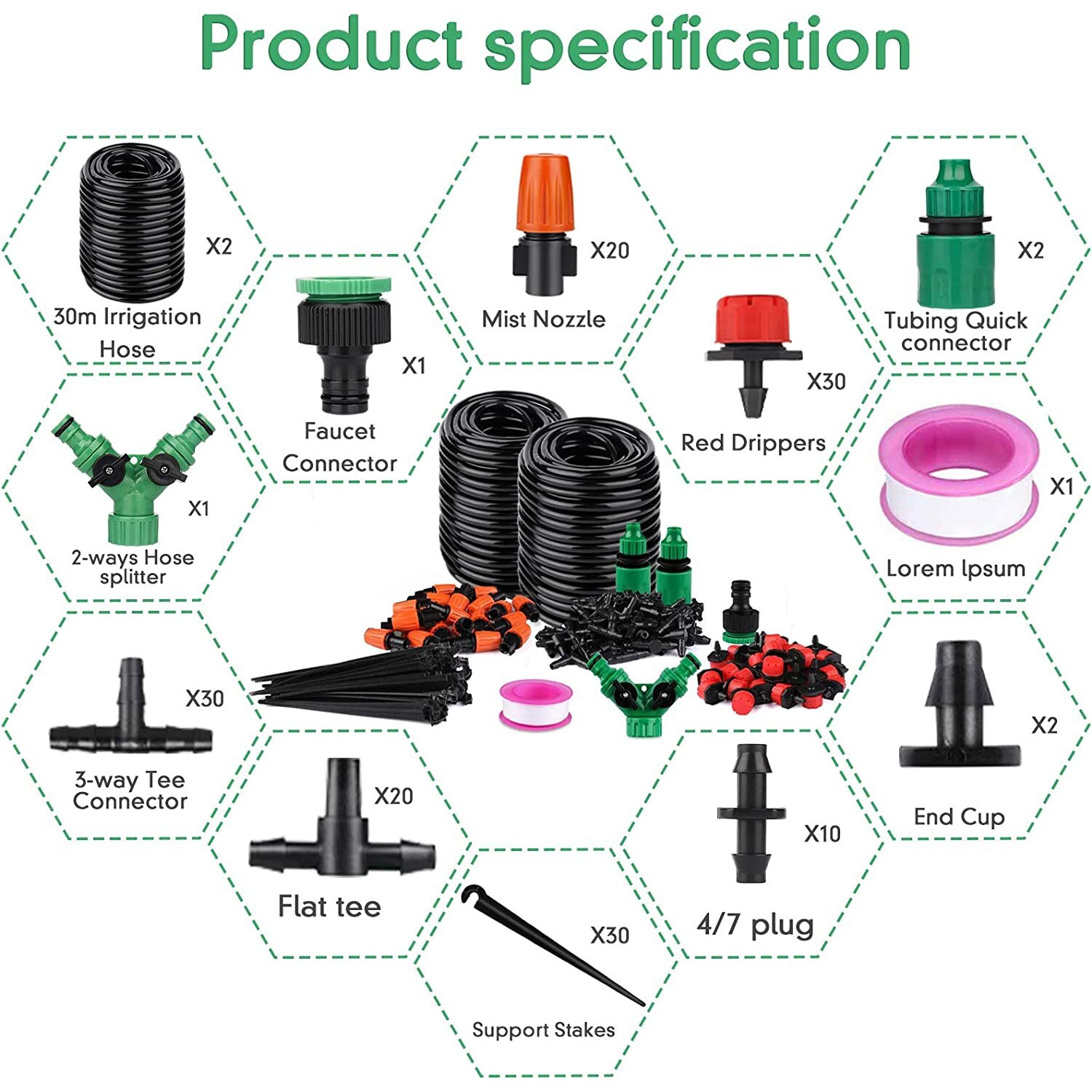 Kit irigare, Plastic, 149 Piese, 30m, Multicolor - eMAG.ro