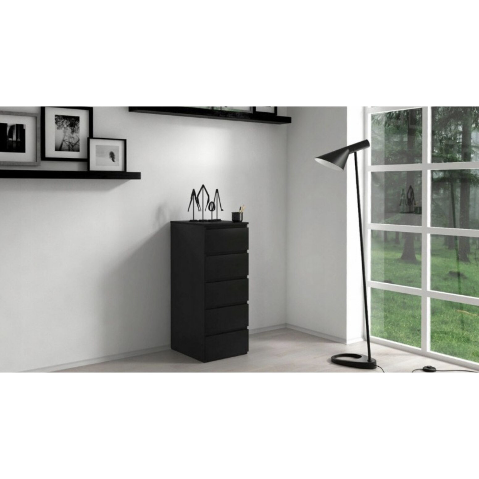 Comoda cu 5 sertare negru 45x40x111cm - eMAG.ro