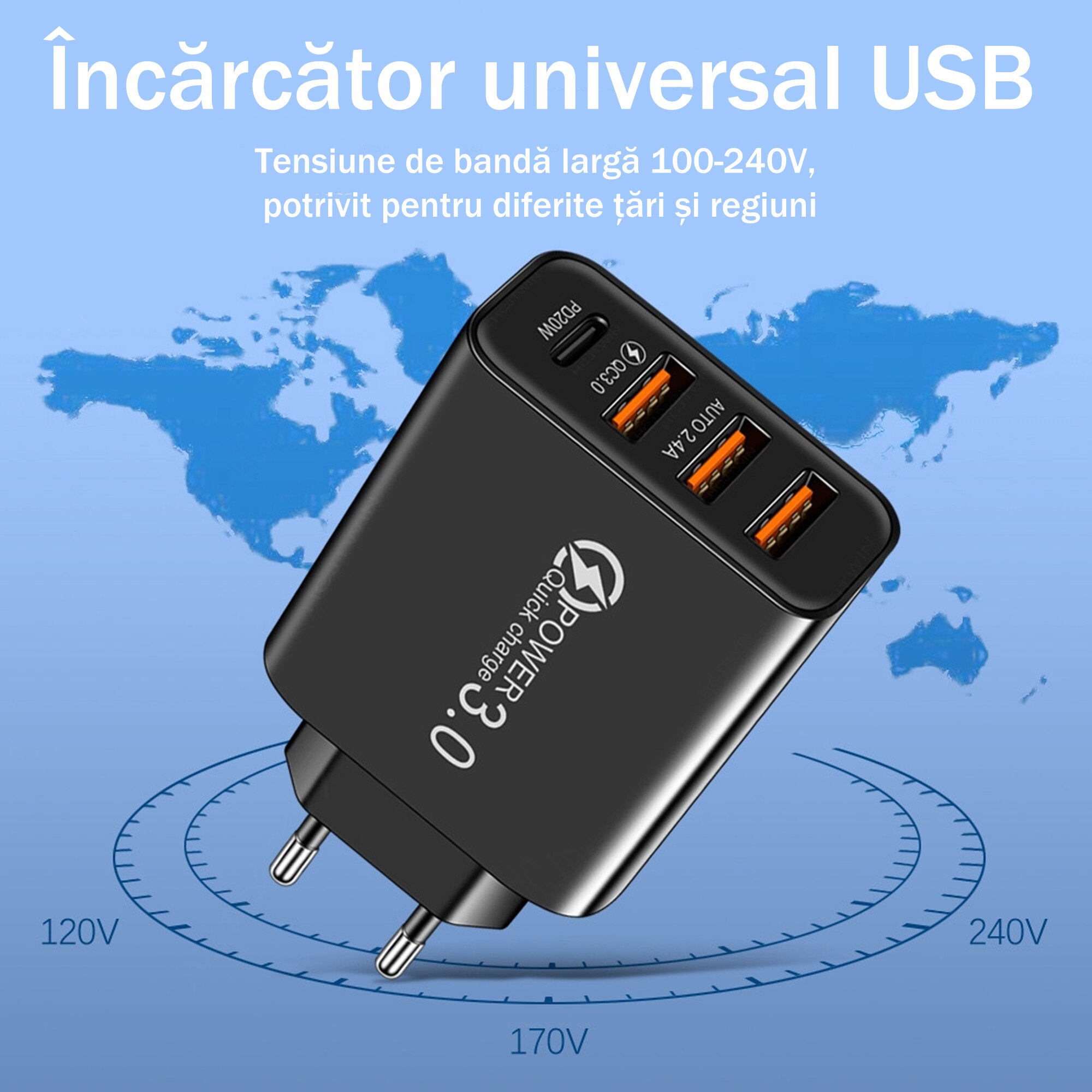 Cukin Töltő 4 Usb Porttal 20 W Intelligens Töltő Qc 3 0 Gyorstöltő