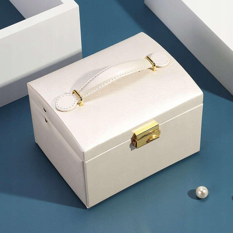 Cufar de bijuterii cu oglinda, ROSFIX, Piele ecologica, Multiple ...