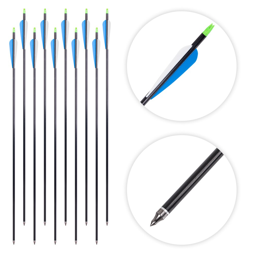 Set 10 sageti pentru tir cu arcul, inSPORTline, Aluminiu, 76cm, Negru ...