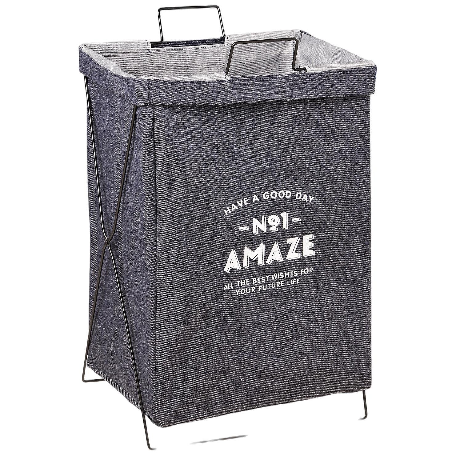 Cos de rufe pliabil, Bumbac, 35 l, 35x48x25 cm, Albastru - eMAG.ro